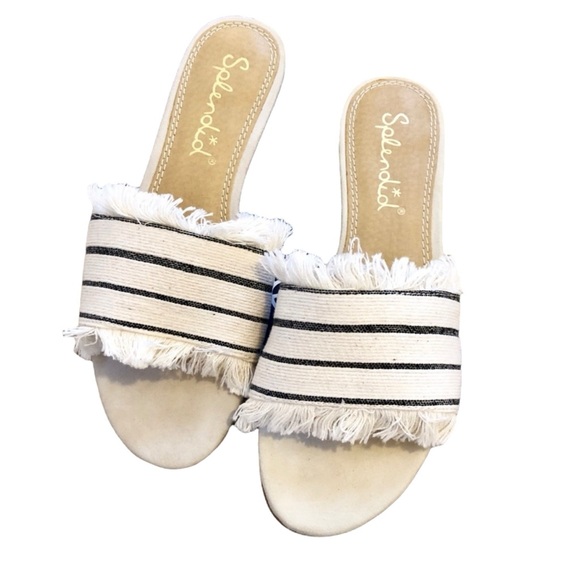 Splendid | Shoes | Nwt Splendid Baldwyn Fringe White Striped Sandals ...